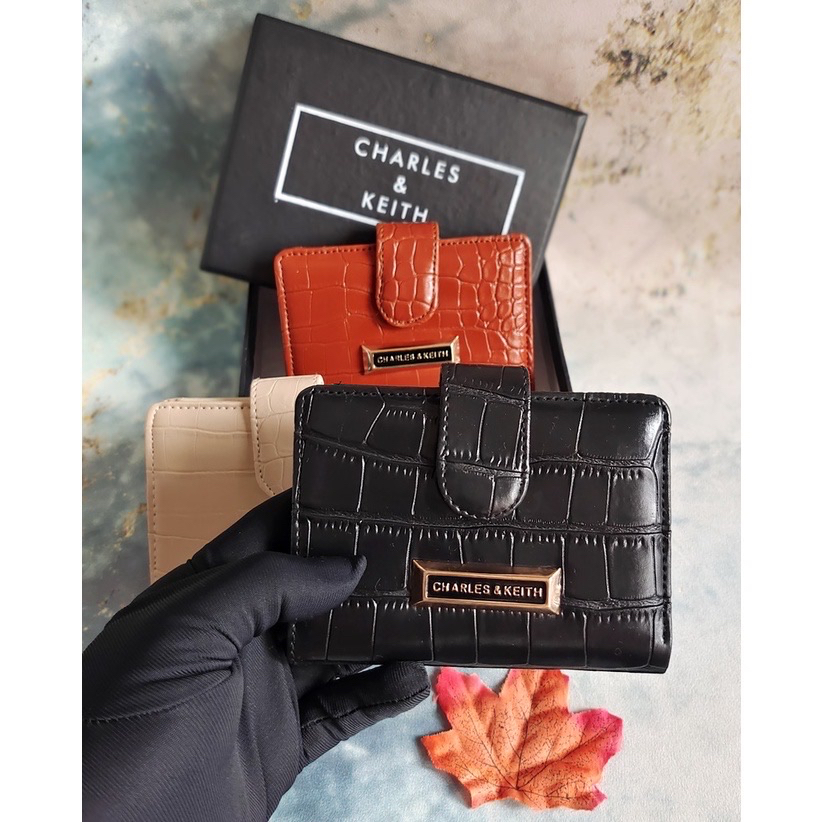 Croco Leather Small mini Folding CK Wallet Cute Women's Tongue Magnetic ...