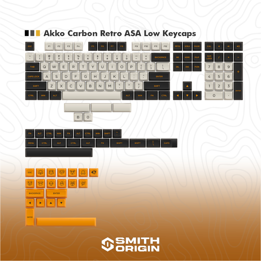 Akko Carbon Retro ASA Low Profile Keycap Set (155-key) | Shopee Malaysia