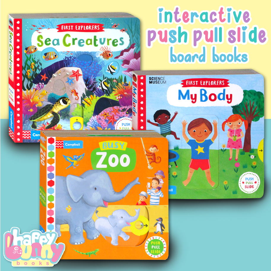 Campbell Push Pull Slide Interactive Board Book - Busy Zoo - Busy ...