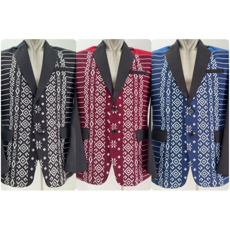 Ulos Sumatra Men's Batik Jacket / Sumatran ulos Woven motif Batik ...