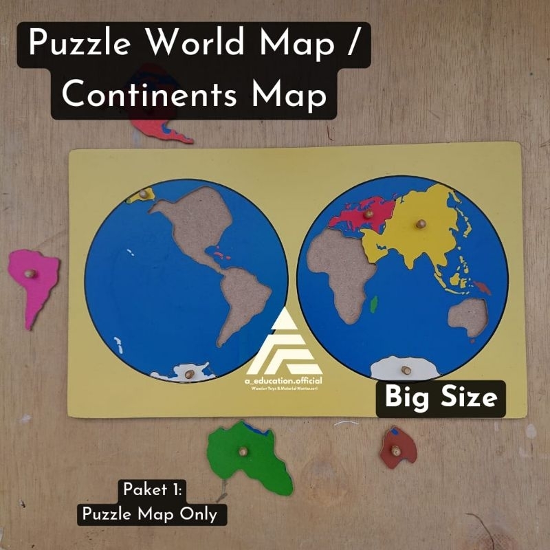 World Map Continents Map Montessori Puzzle | Shopee Malaysia