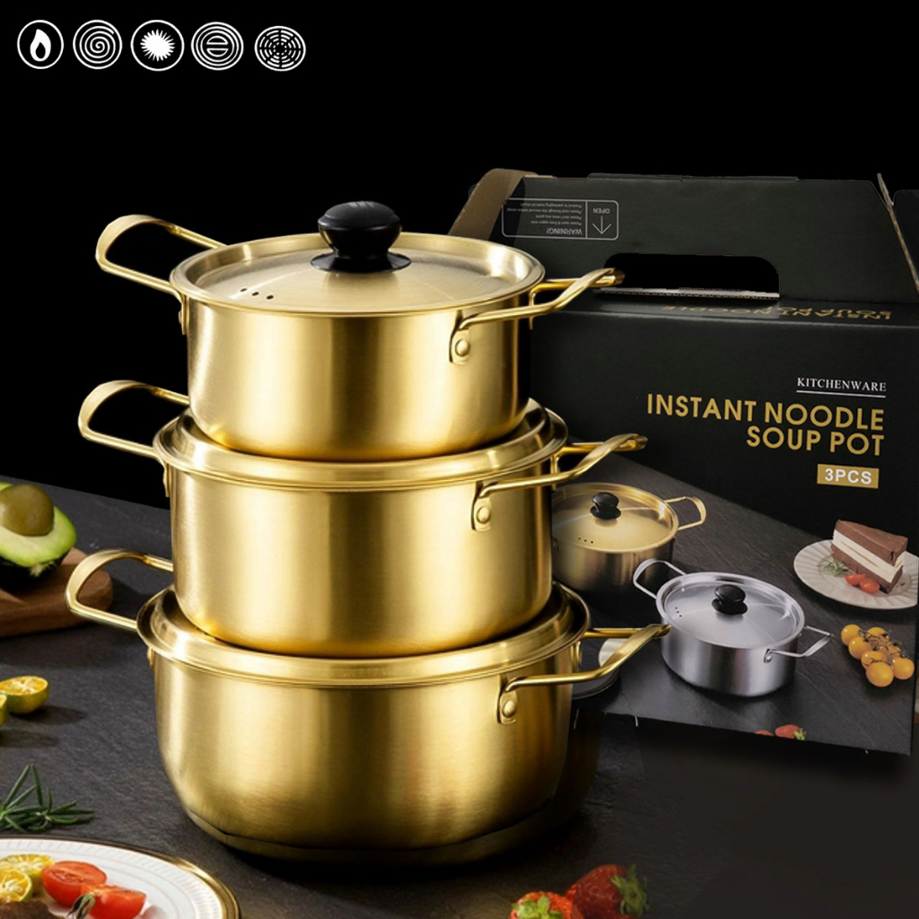 Nexxio Korean Gold Ramen Pot 3in1 Gold & Silver Ramen Pot / Premium ...