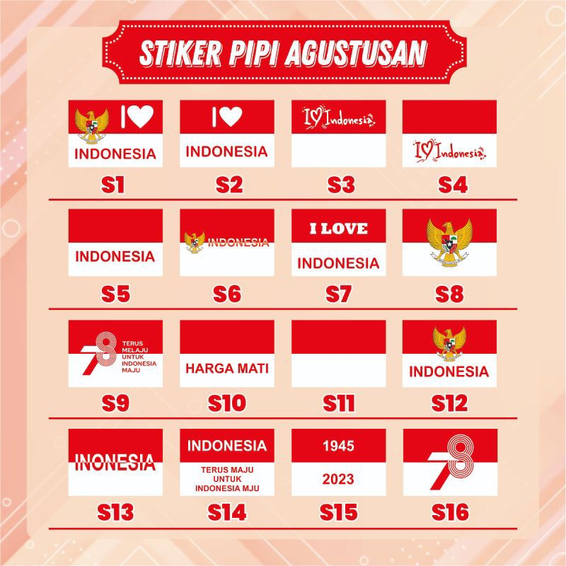 PUTIH MERAH Cheek Stickers/Red And White Stickers (10pcs) | Shopee Malaysia