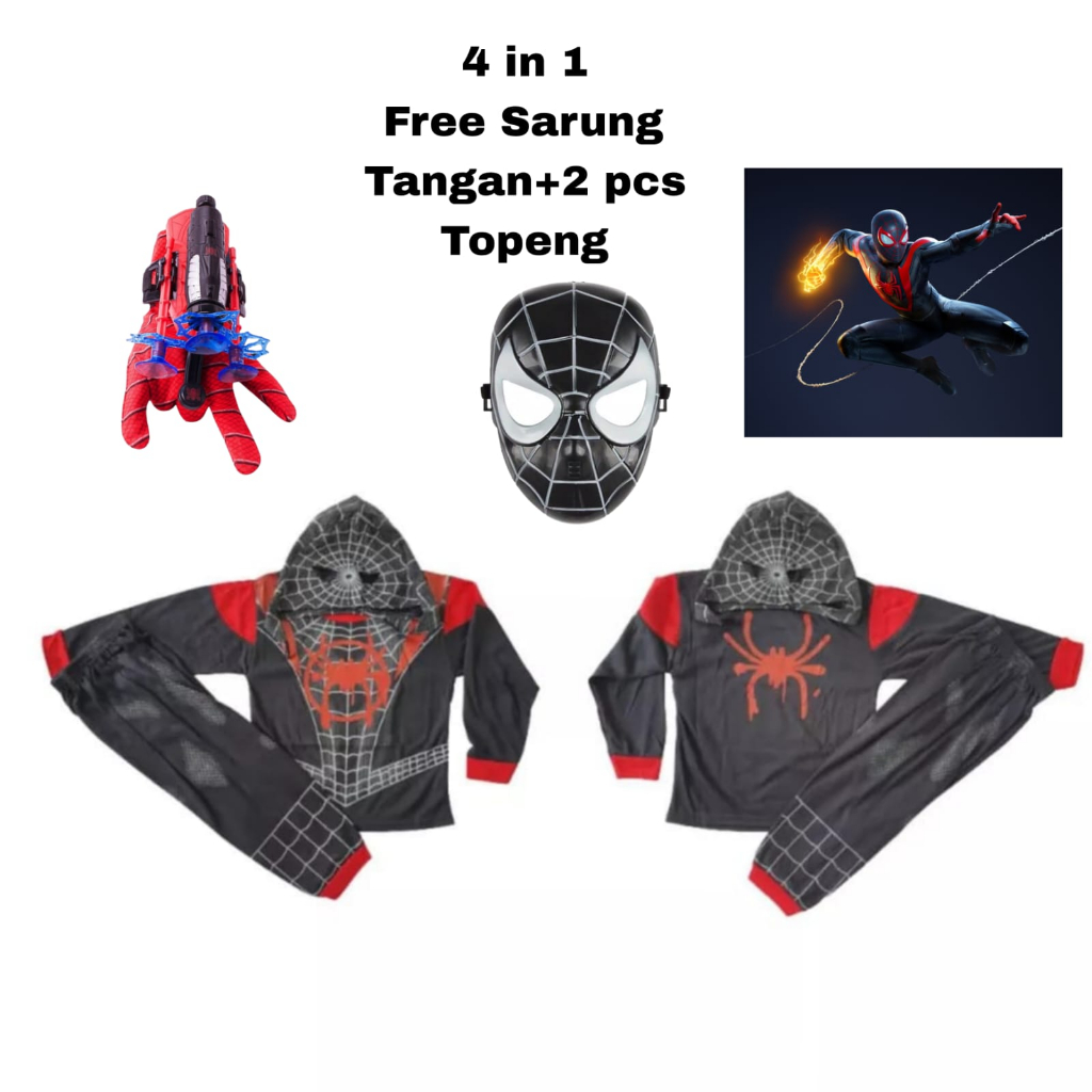 HITAM Spiderman VENOM SPIDERMAN Black SPIDERMAN IRON COMBO Costume Suit ...