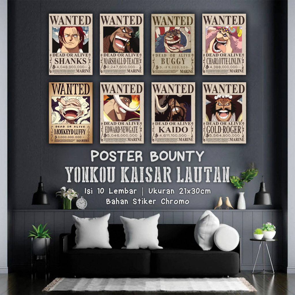 WANTED BOUNTY WALL POSTER (CROMO STICKER MATERIAL) | Shopee Malaysia