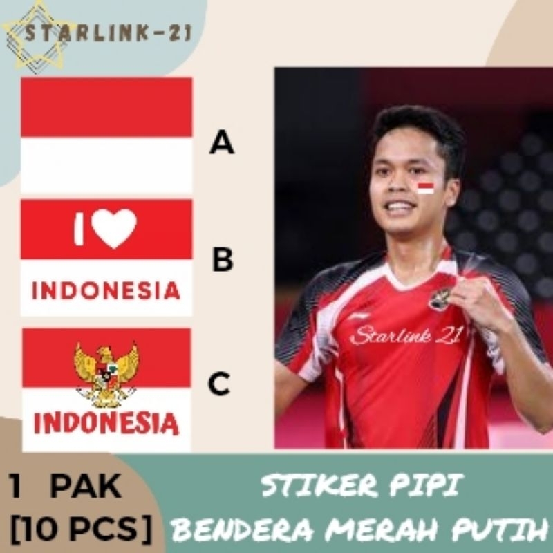 MERAH PUTIH [10Pcs] Red And White Flag Cheek Sticker | National Team ...