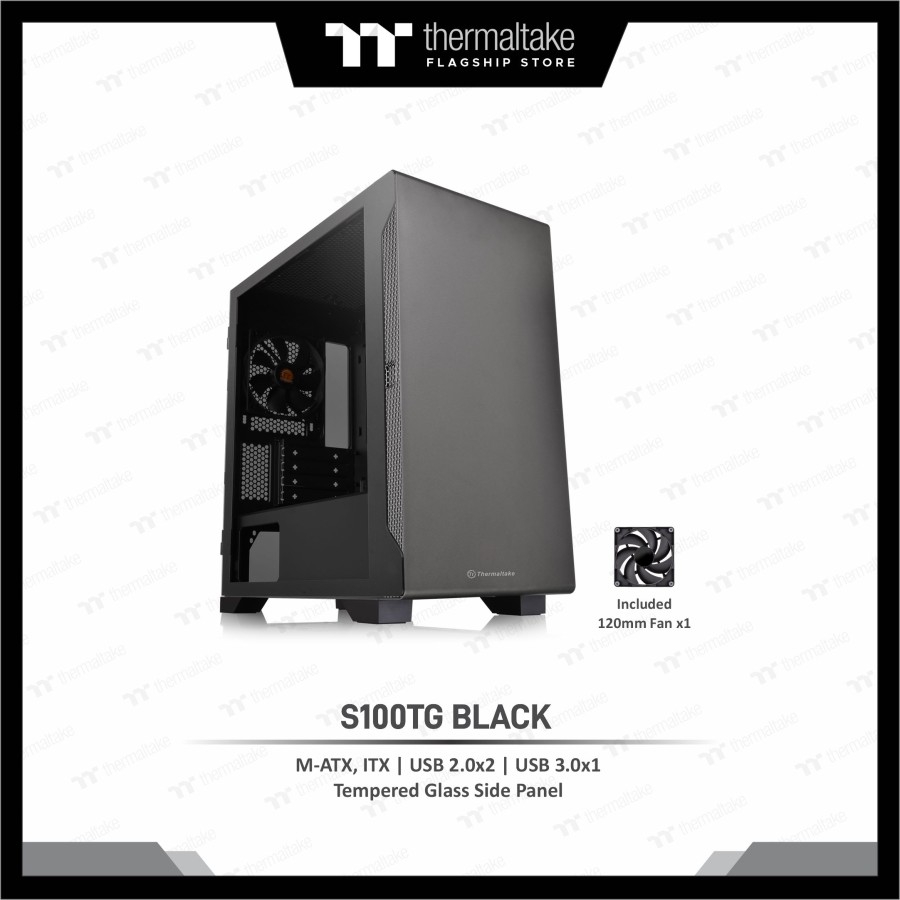 HITAM Casing PC Thermaltake S100 Tempered Glass Micro Chassis CA-1Q9 ...