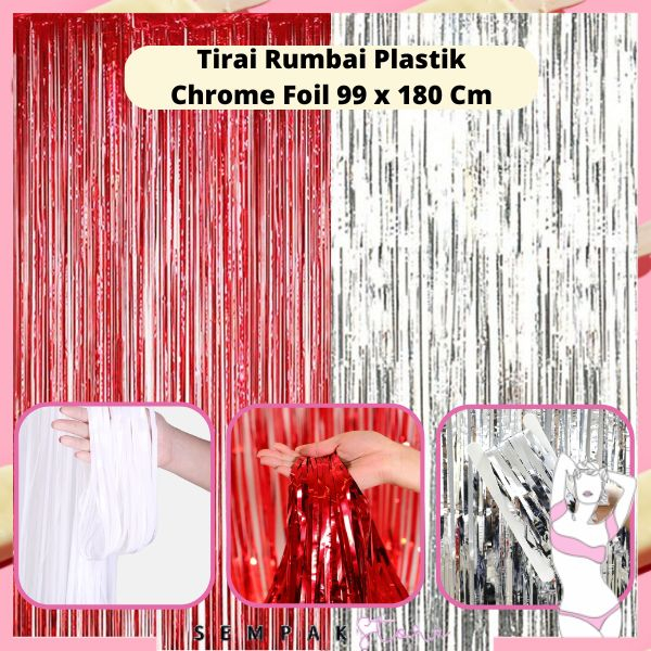 Ss Birthday Party Curtain Curly Tassel Curtain Wave Plastic Chrome Foil ...