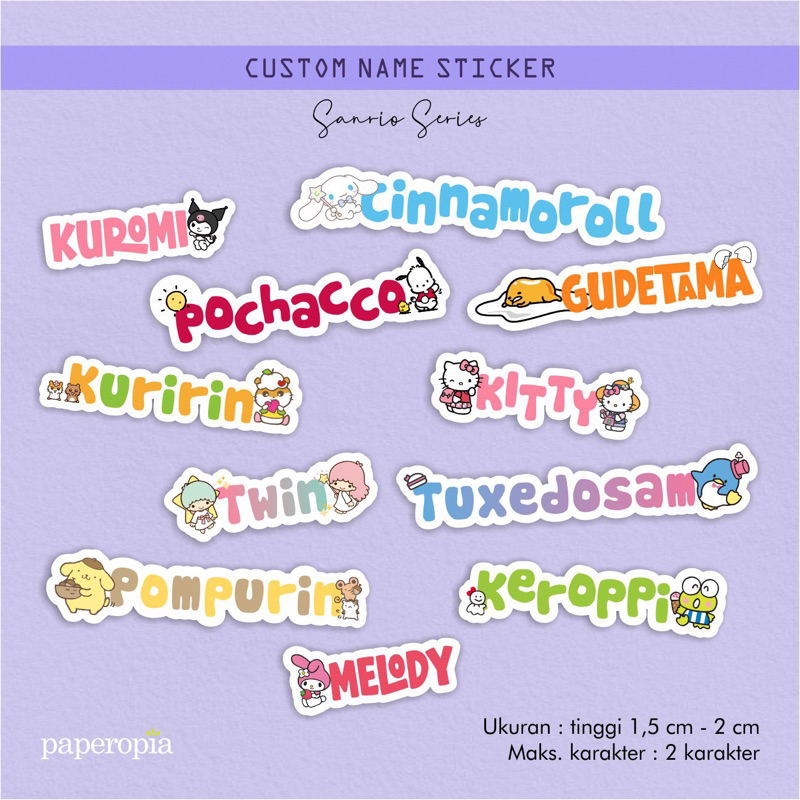 Sanrio wednesday unicorn Cute Name label sticker Waterproof sticker 30 ...