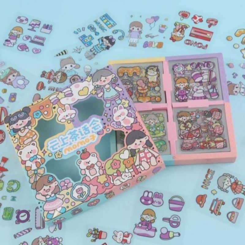 Momo Sticker Contents 100pcs 4 Colors/Viral Cartoon Sticker | Shopee ...