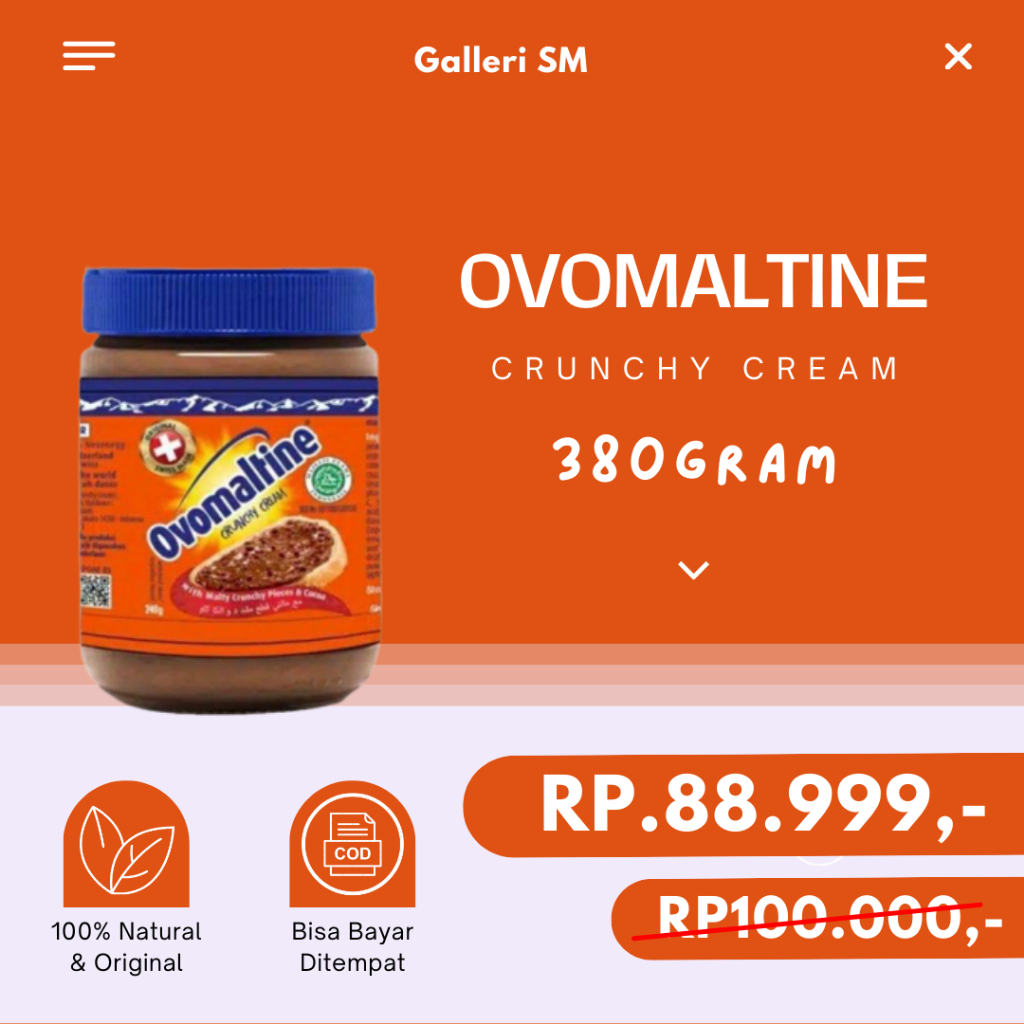 Ovomaltine 380gram Crunchy Cream Jam Chocolate Crunchy With Cocoa | Shopee Malaysia