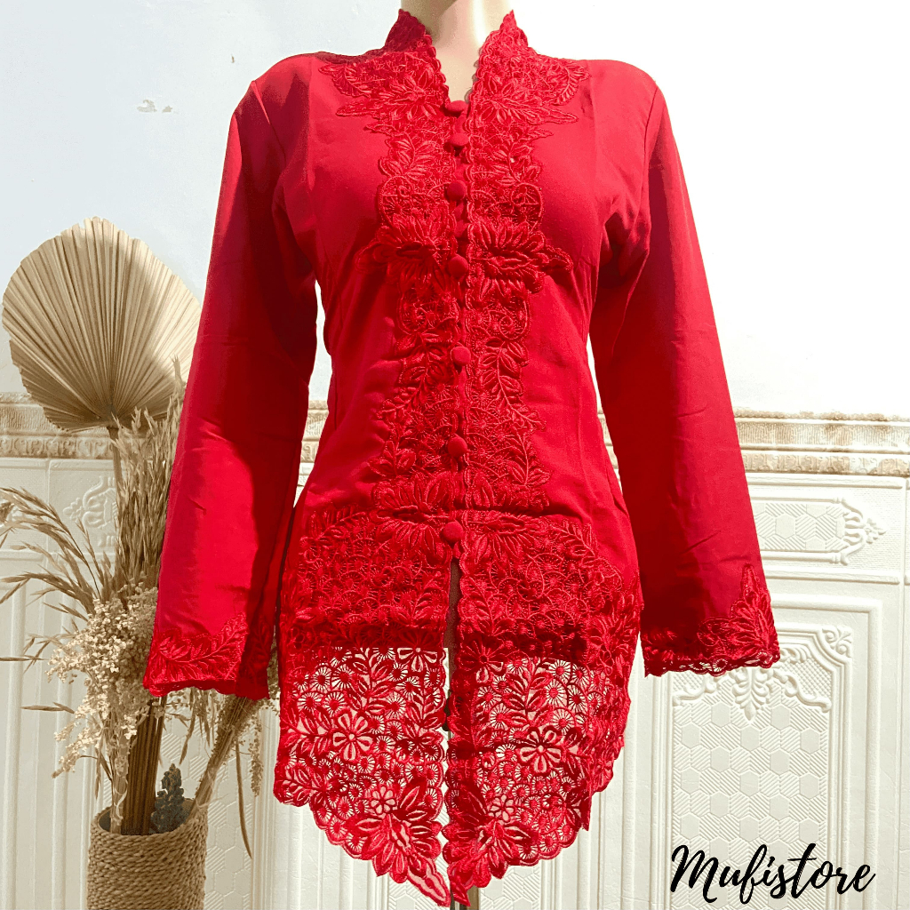 KATUN MERAH Modern Kebaya - Matching Red Adult Kebaya - Embroidery ...