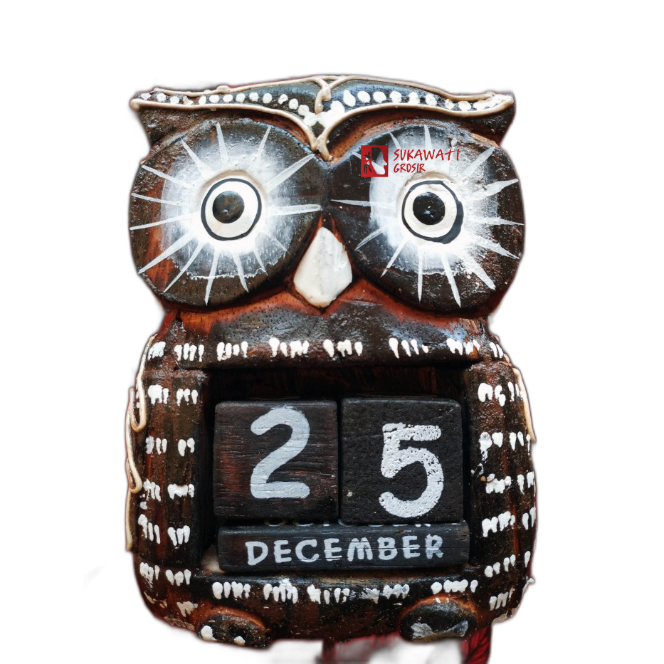 KAYU Owl Wooden Calendar Display - Owl Decorative Calendar Display ...