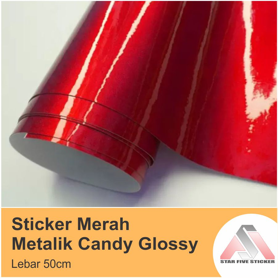 MERAH Candy Glossy Red Metallic Glossy Red Metallic Glossy Sticker ...