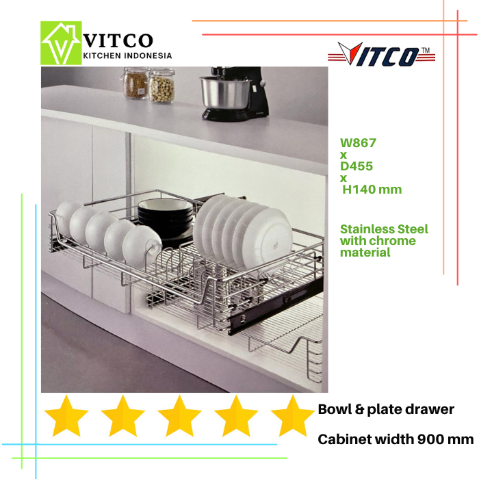 Vitco Bowl & Plate Drawer Pull out 900 mm / Bowl Rack & Pull Plate ...