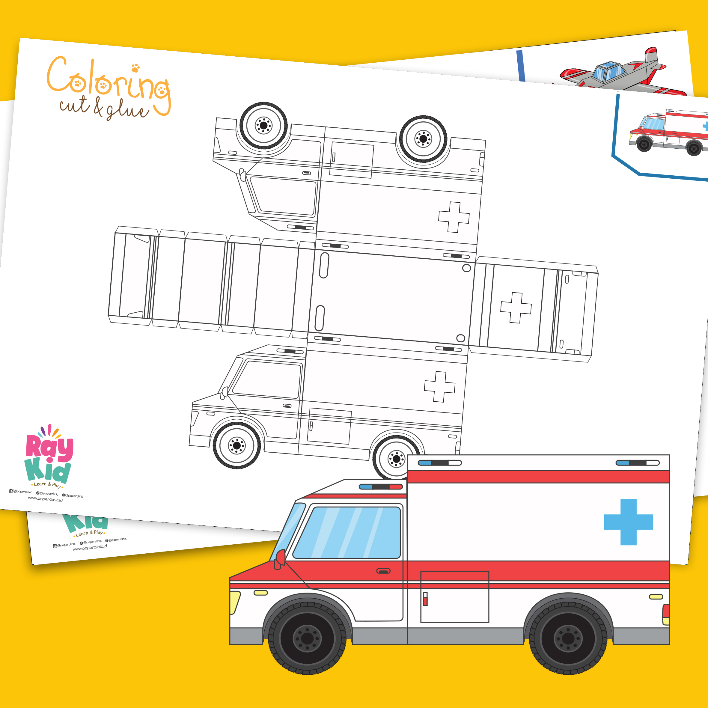 Diy papercraft cutting and sticking children's activity coloring sheets ...