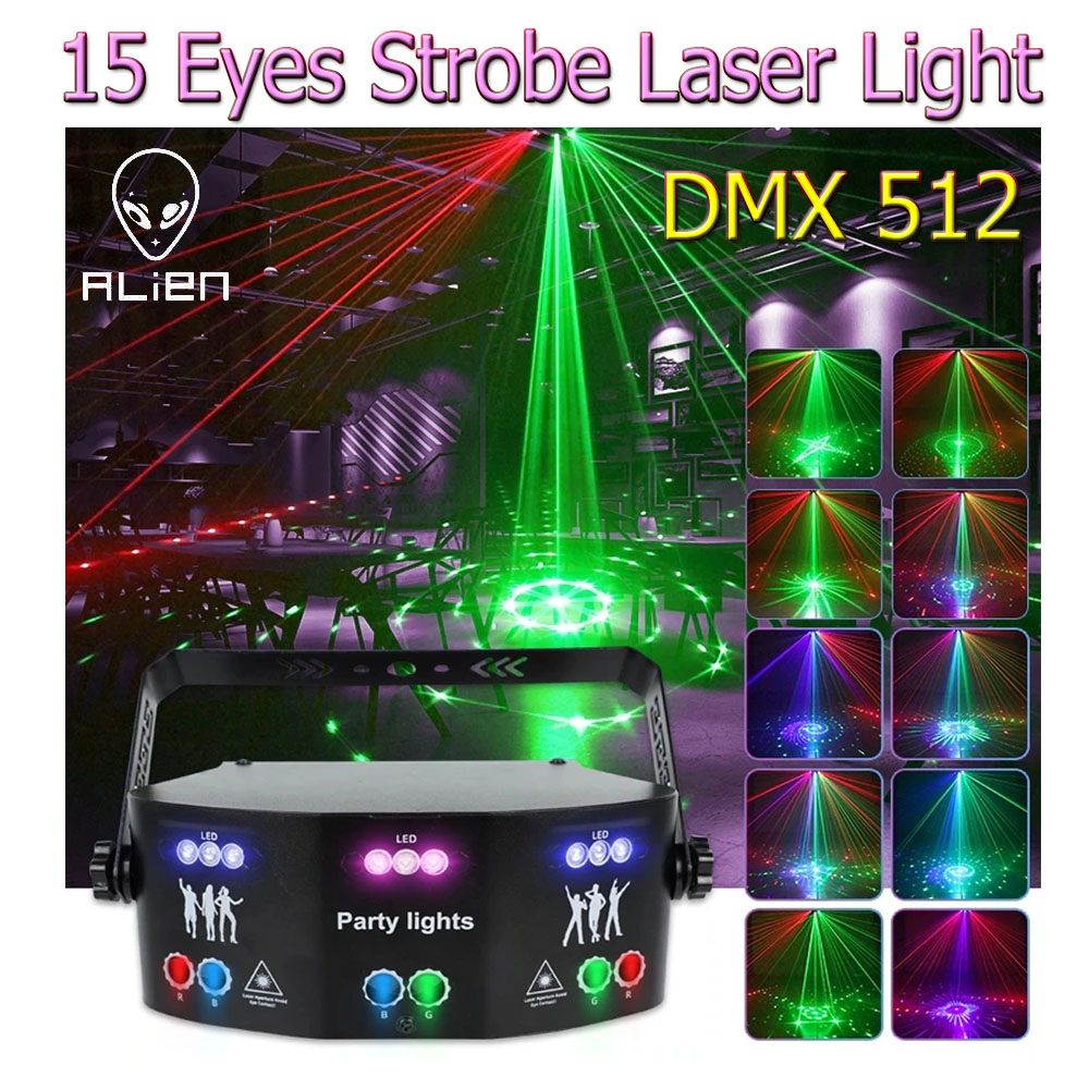 Alien Stage Laser Projector 15 Eye DMX Stage & Sound Detector Disco ...