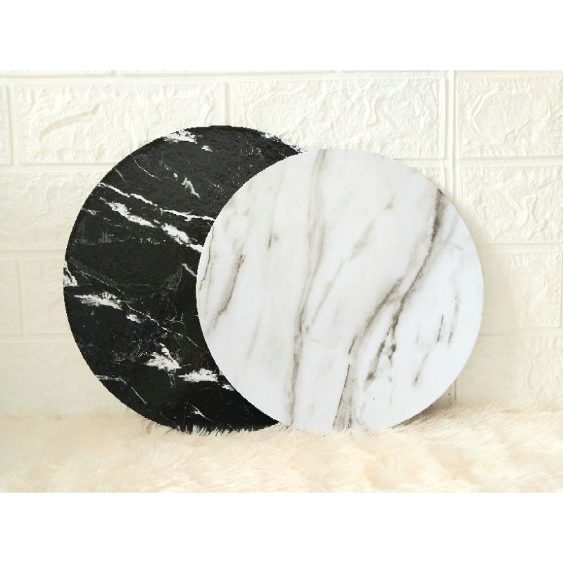 PUTIH HITAM White Marble Tart Cake Mat, Black Marble, Gold, White Doff ...