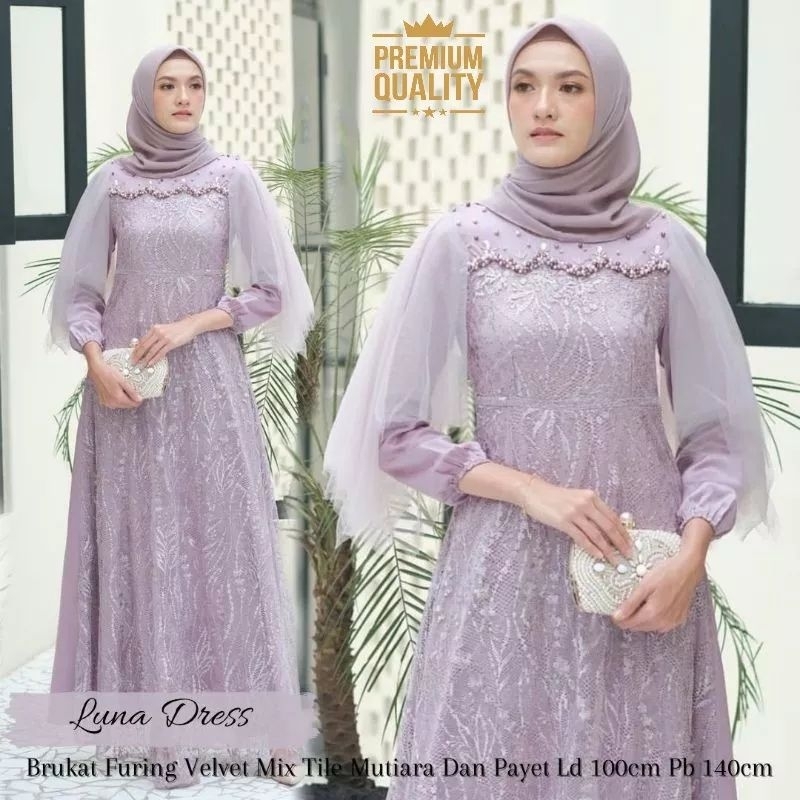 Gamis LEBARAN MODERN LUNA DRESS AMALIA SERIES LILAC MODEL GAMIS For ...