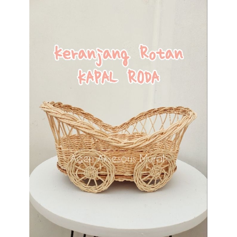 Handleless Wheel Ship Rattan Basket | Shopee Malaysia