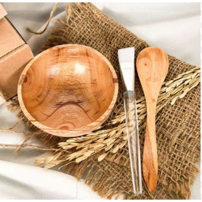 KAYU WOODEN MASK BOWL SET MASK BOWL SET 4IN1 Small Wooden Bowl Mask ...