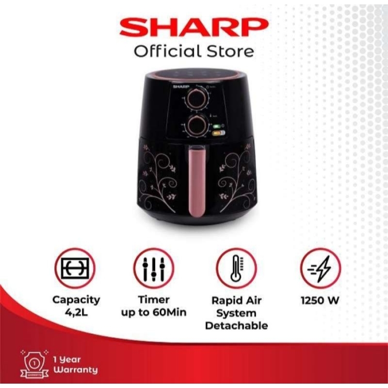 SHARP KF-MP42 BK/WH Rapid Air Fryer 1250watt - 4.2 Ltr | Shopee Malaysia