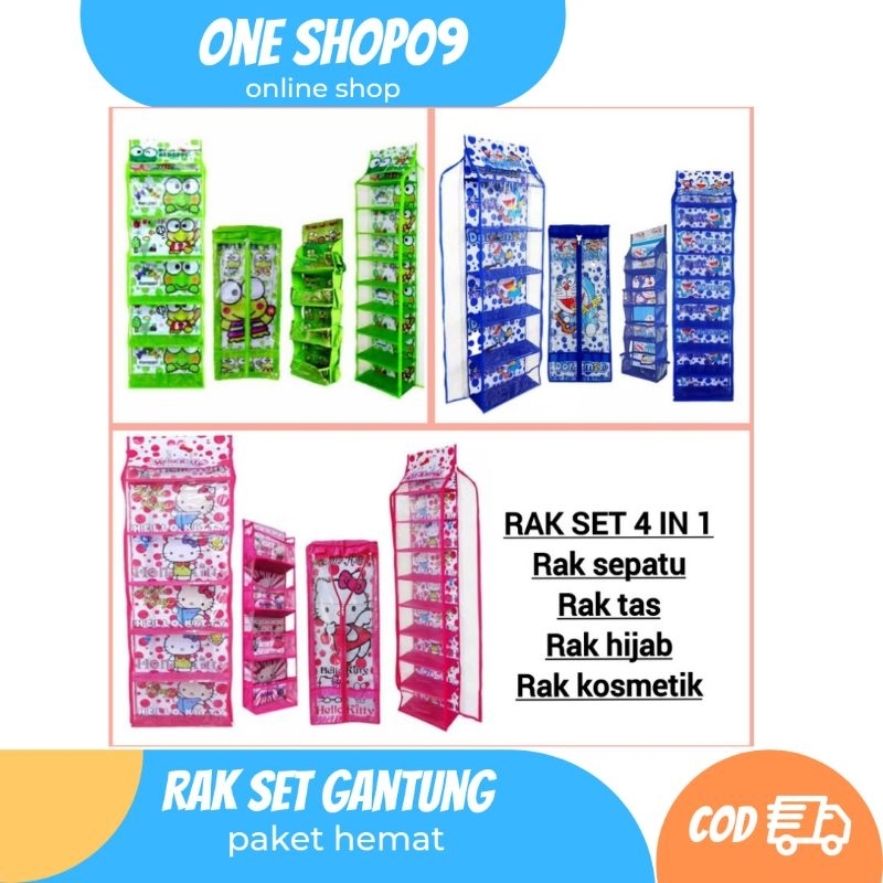 Hbo 4 in 1 Character Hanging Set Rack (Shoe Rack+Bag Rack+hijab Rack ...