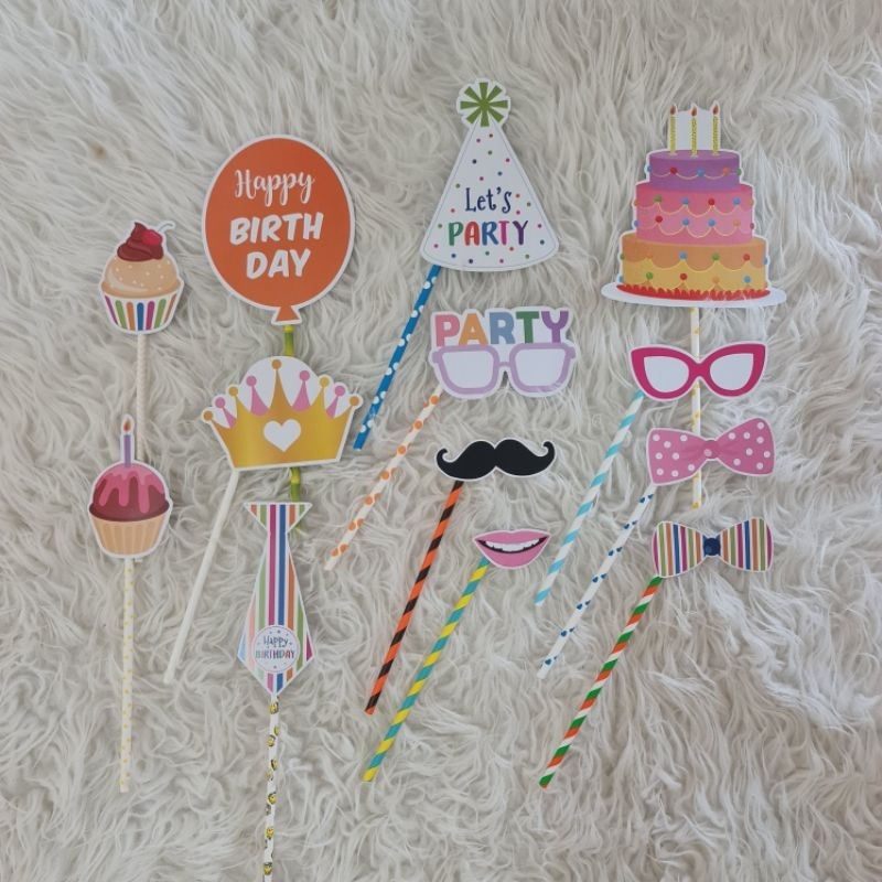 Acc Photobooth HBD Pastel/ Birthday Photo Accessories/ Birthday Photo ...