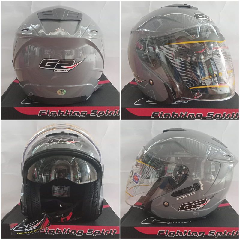 Helmet G2 OPTIMAX SOLID ORIGINAL Glass DOUBLE VISOR Helmet HALF FACE ...
