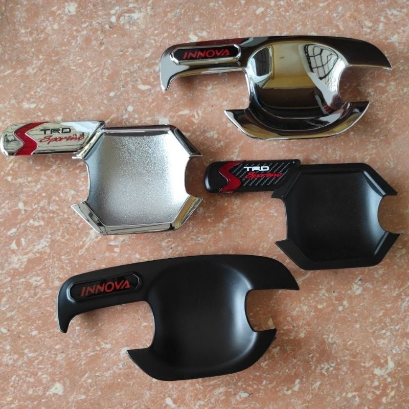 HITAM Outer bowl door handle toyota innova innova 2004 to 2015 logo chrome & black carbon trd ...