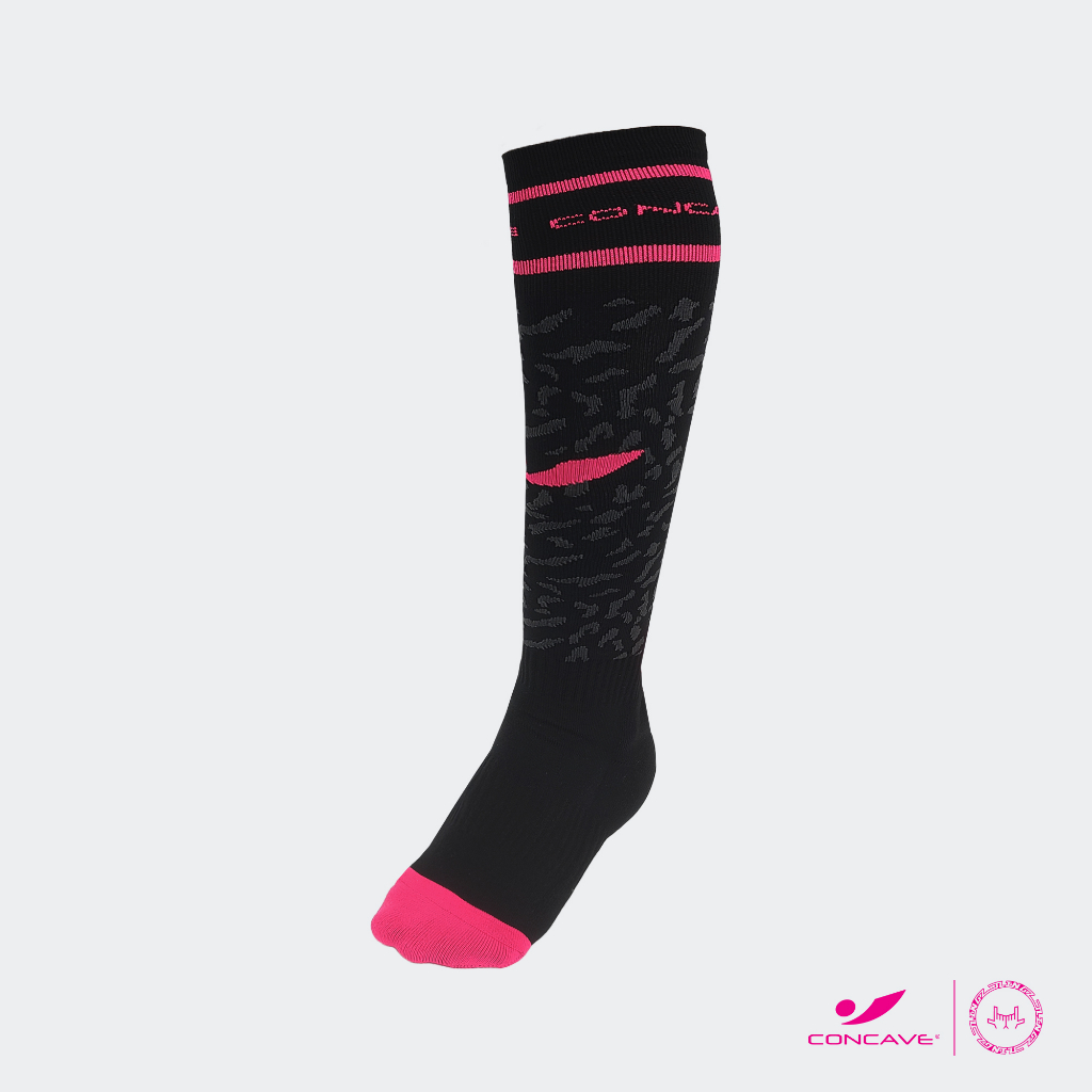 HITAM Concave x JLingz High/Long Socks - Black/Pink - Knee Length ...