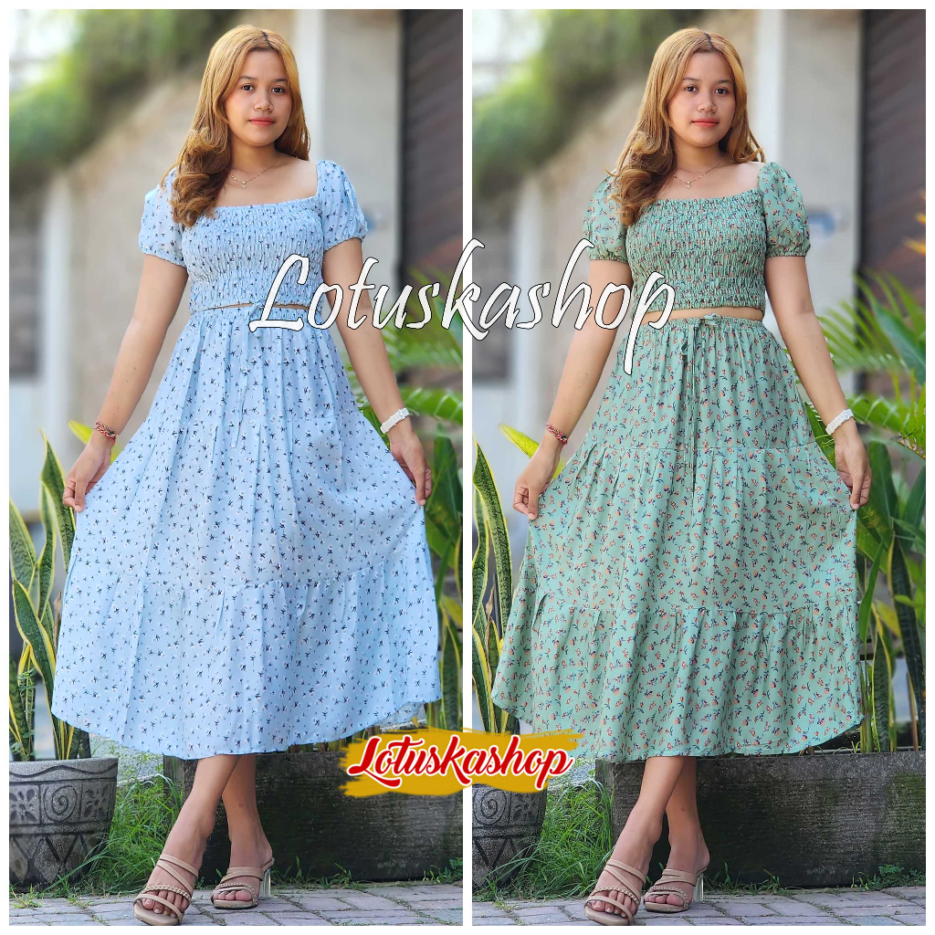 One Set Sabrina Crop Top Skirt Canda Basic Denisa | Shopee Malaysia