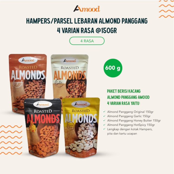 AMOOD ROASTED ALMOND PACKAGE 4 FLAVOR VARIANTS 150GR | Shopee Malaysia