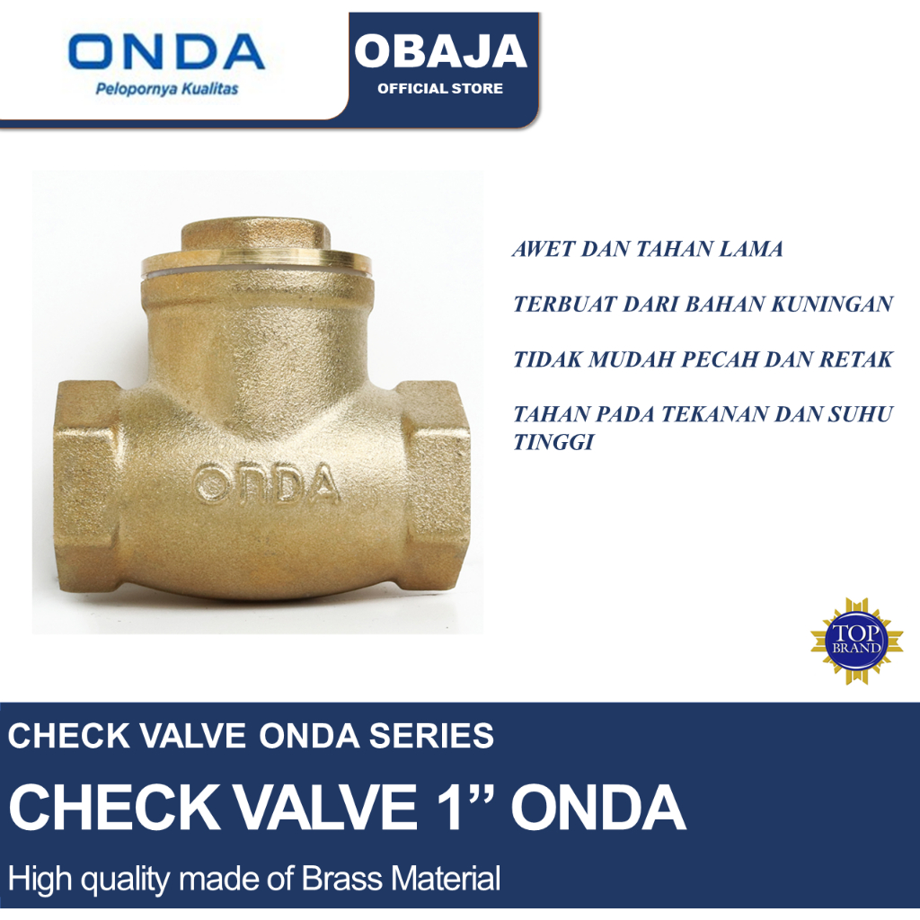 Onda Check Valve 1" Onda / Brass Wall Valve 1" / Swing Check Valve Onda ...