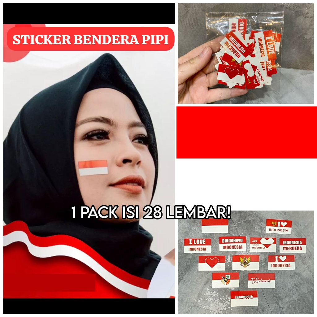 PUTIH MERAH Red And White Flag RI Anniversary Cheek Sticker Contents ...