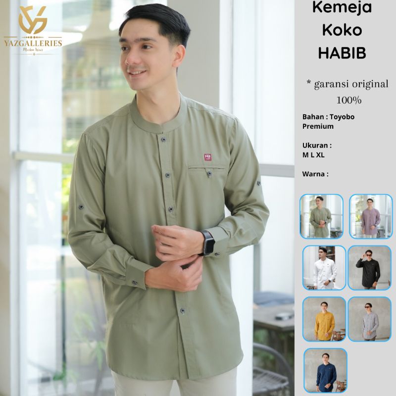 PUTIH HITAM Koko Kurta Men Original HABIB Latest Long Sleeve Toyobo ...