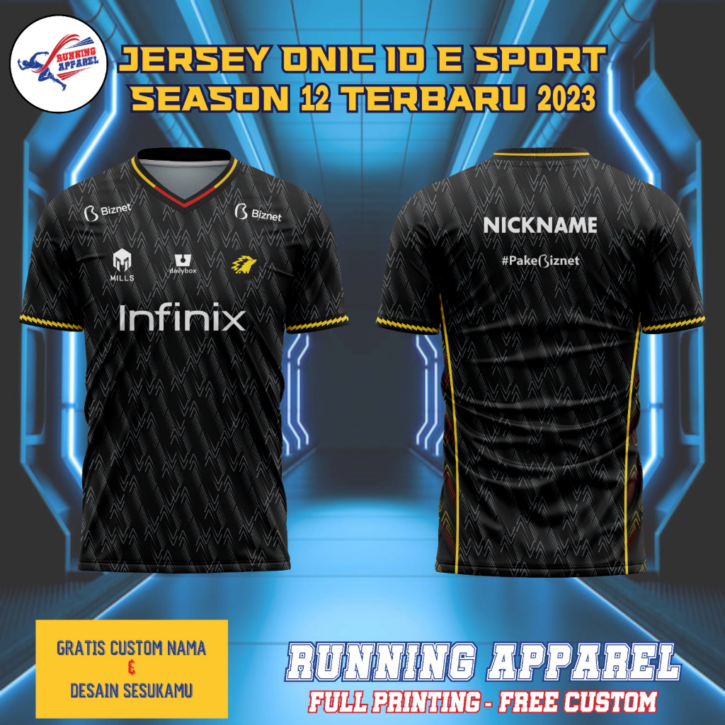 HITAM Gaming Shirt Jersey ONIC ID Black MPL ID SEASON 12 Newest 2023 ...