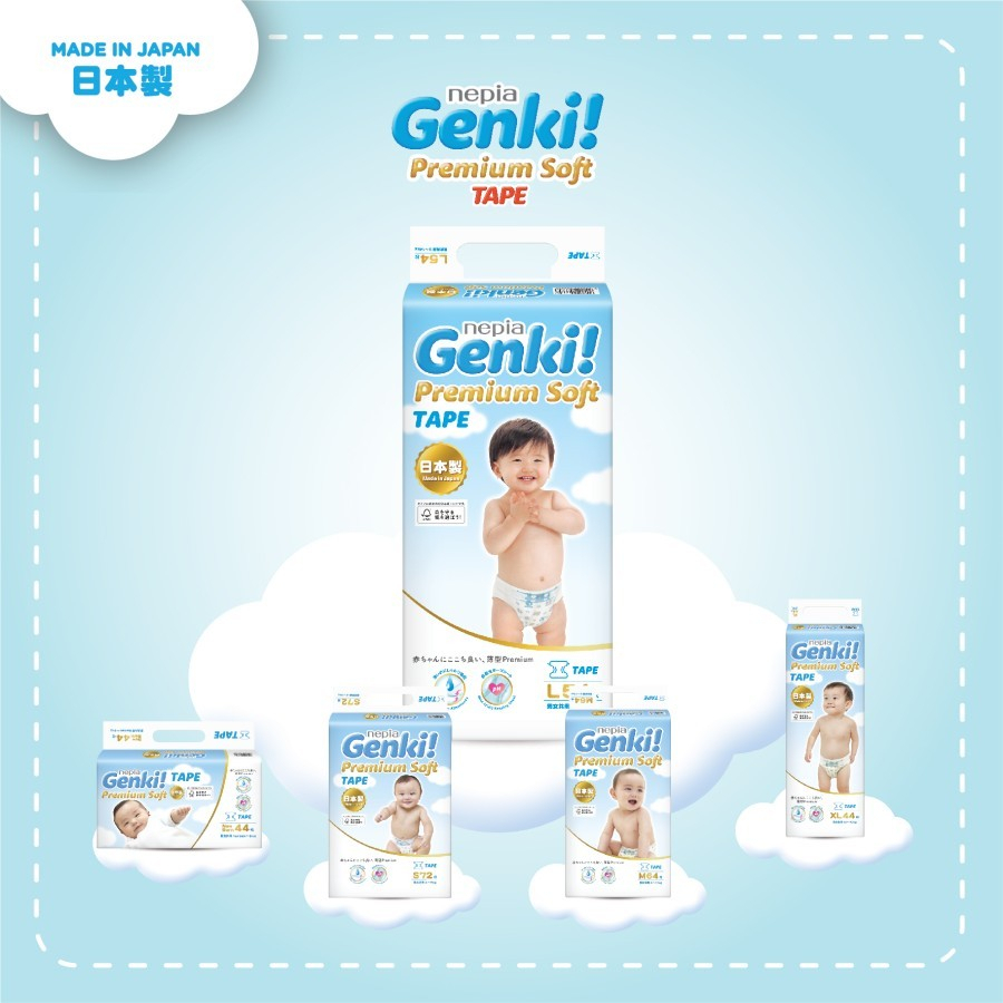 Nepia GENKI Premium Baby Diapers Tape Soft | Baby Diapers (Size ...