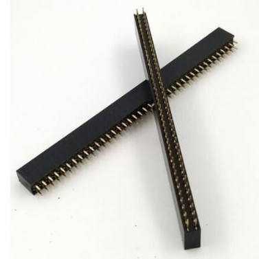 HITAM Header Female Strip Double Row 2x40 connector 2.54mm Black heder ...