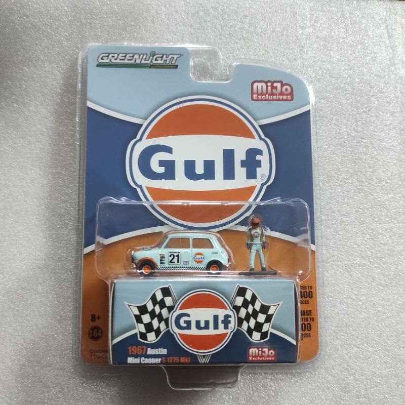 Greenlight AUSTIN MINI COOPER S 1275 MKL GULF W/ RACECAR DRIVER FIGURE ...