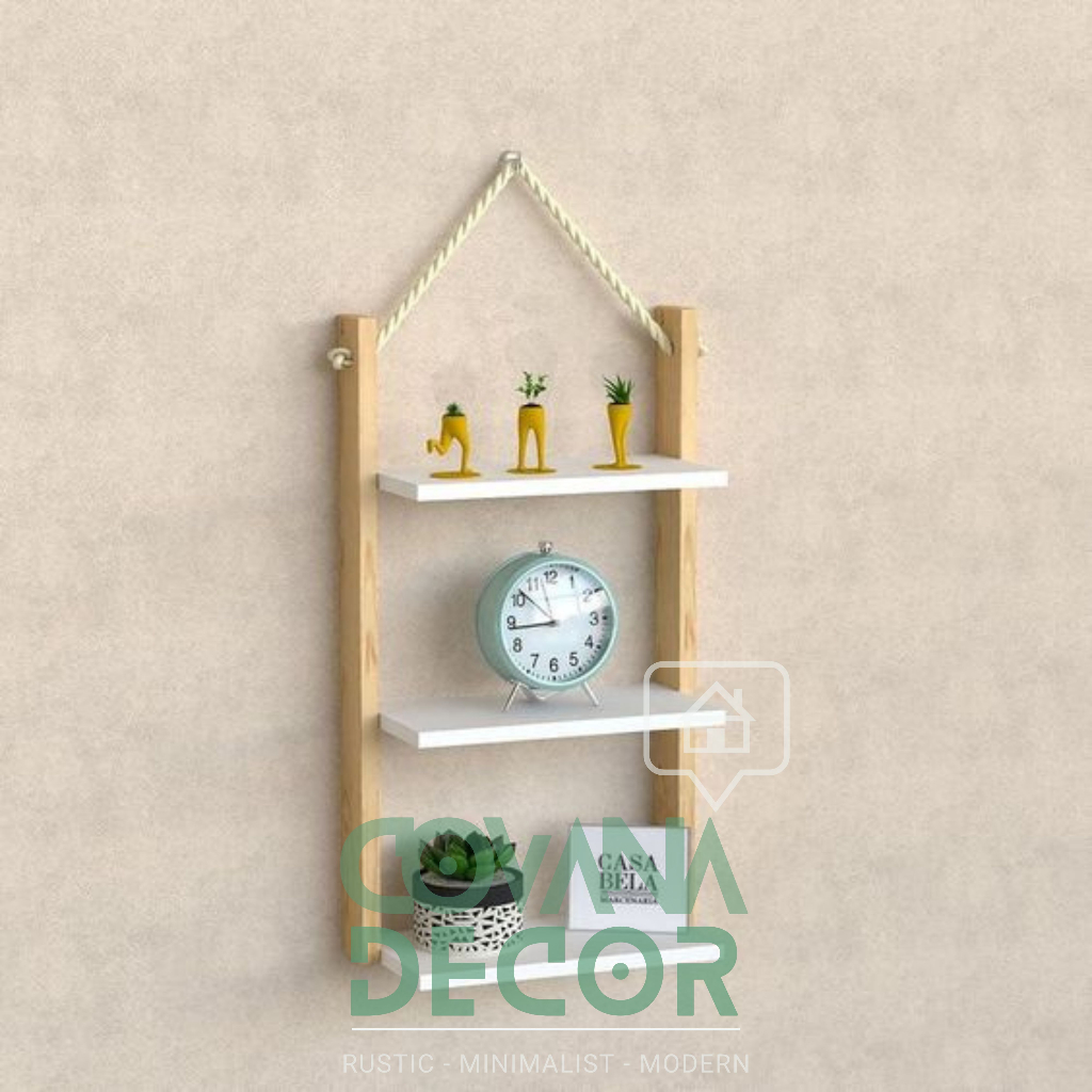 Hanging Rack With 3-tier Rope Modern Minimalist Unique Neutral Color ...