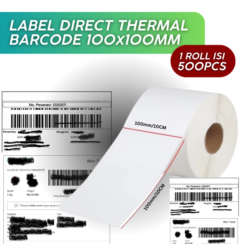 1 Column Direct Thermal Barcode Label 100x100mm (500Pcs) | Shopee Malaysia