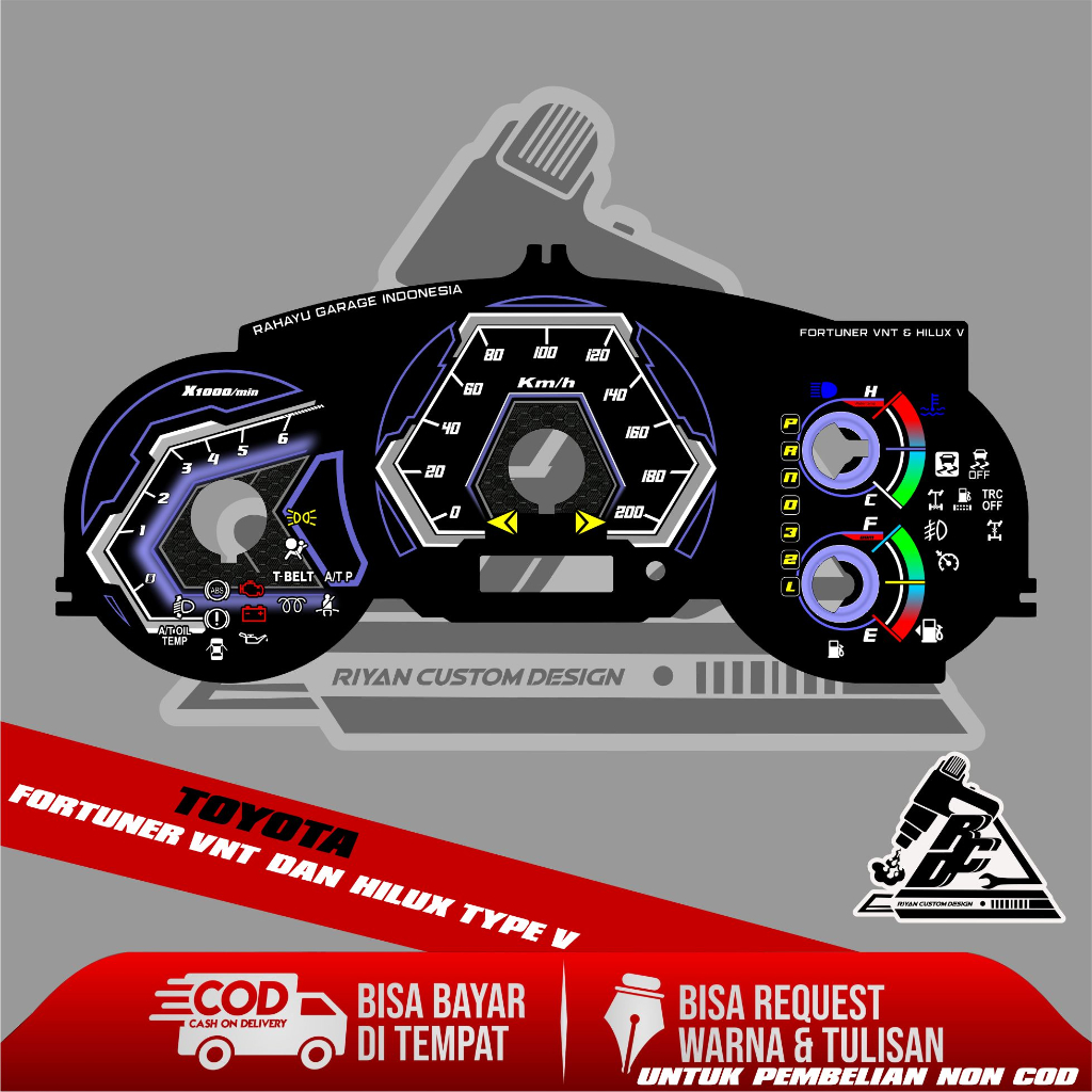 Custom fortuner vnt speedometer board and hilux type v spido meter ...