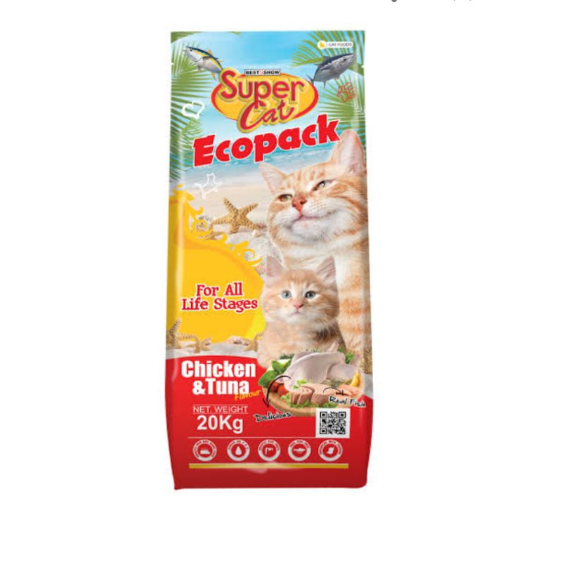 Super cat Ecopack 20kg 20kg catfood cat food Good tuna chicken cat food ...