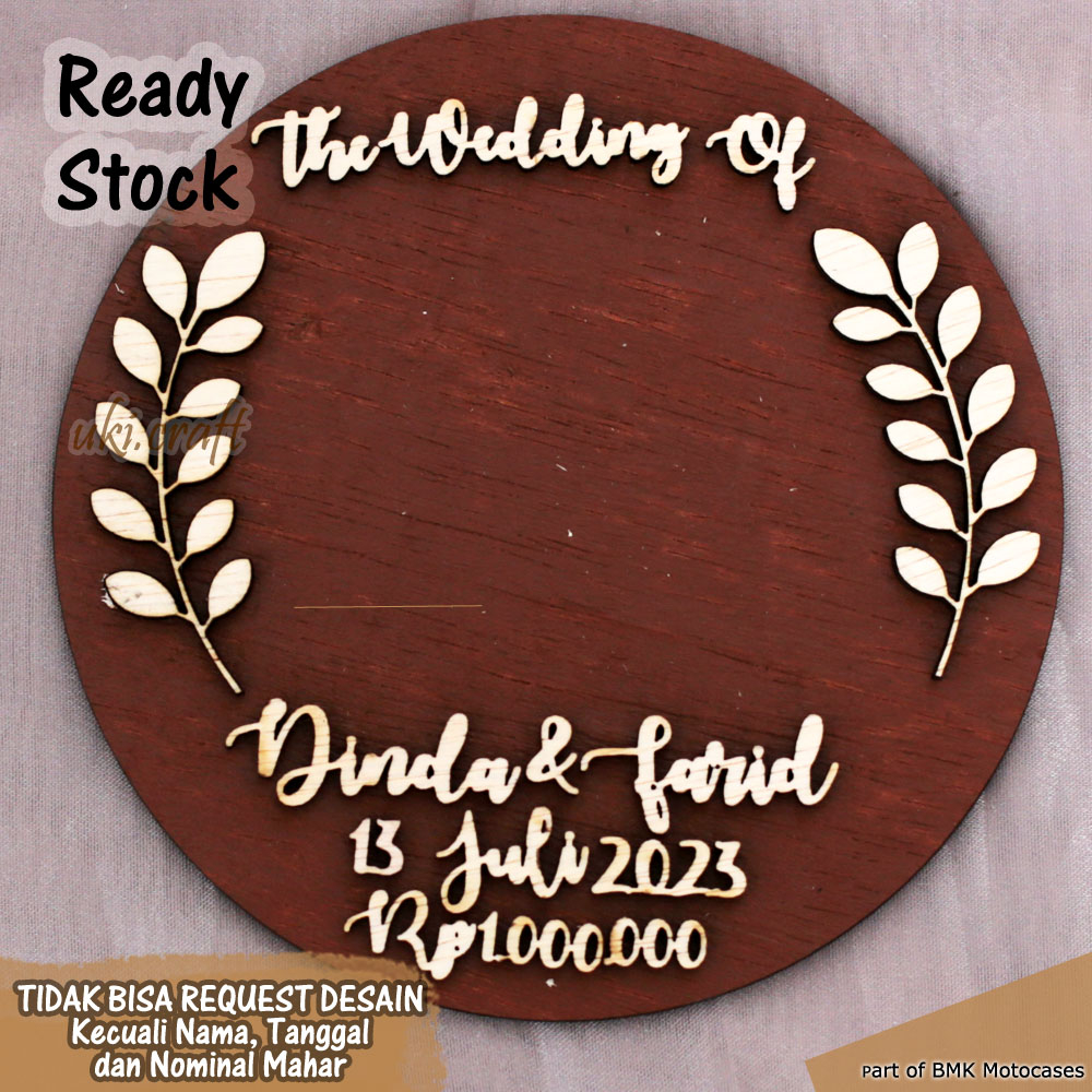 KAYU Mdf Circle Name+Custom Round Leaf Decoration Name Nominal Date ...