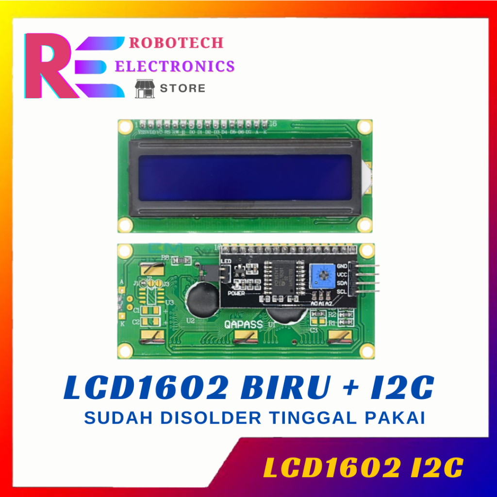 Lcd 16X2 1602 I2C IIC Blue BACKLIGHT Arduino Uno - Free (Already Soldered) | Shopee Malaysia