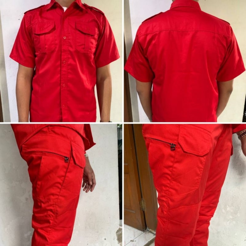 MERAH KEMEJA Pdl TACTICAL Red Shirt Suit PDL Uniform Uniform Membership ...