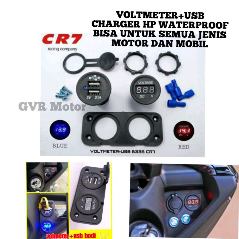 Voltmeter USB Charger HP Motor Nmax/Aerox/PCX/Vario/X-Max Universal ...