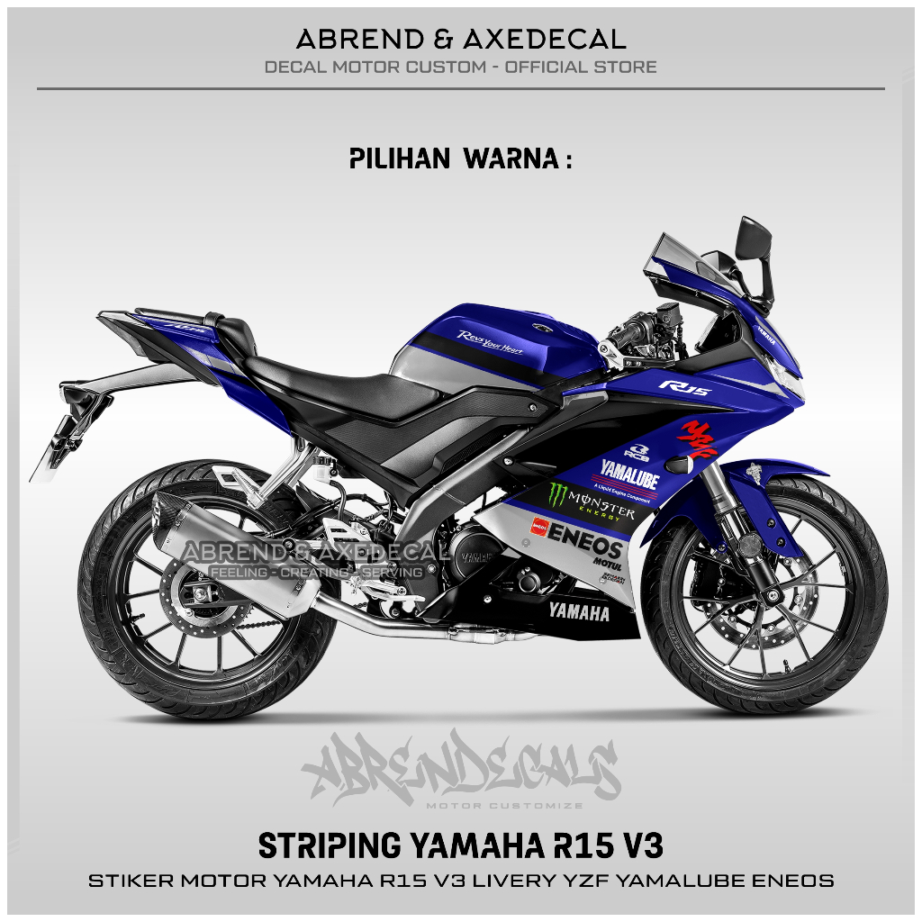 Striping R15 V3 GRAFIST YZF RACING CUSTOM / STICKER MOTORCYCLE YAMAHA ...