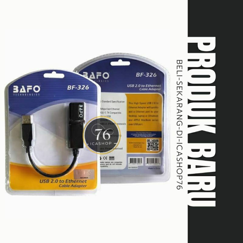 BAFO BF-326 USB 2.0 to LAN RJ45 ETHERNET CABLE ADAPTER | Shopee Malaysia
